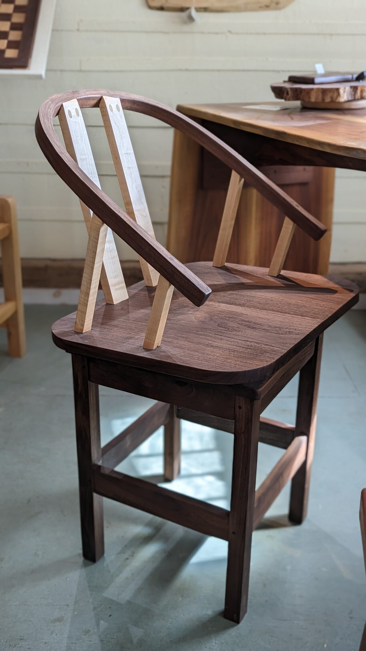 Black Walnut Bar Stool Curly Maple Slats $1100 - Rockledge Farm Woodworks