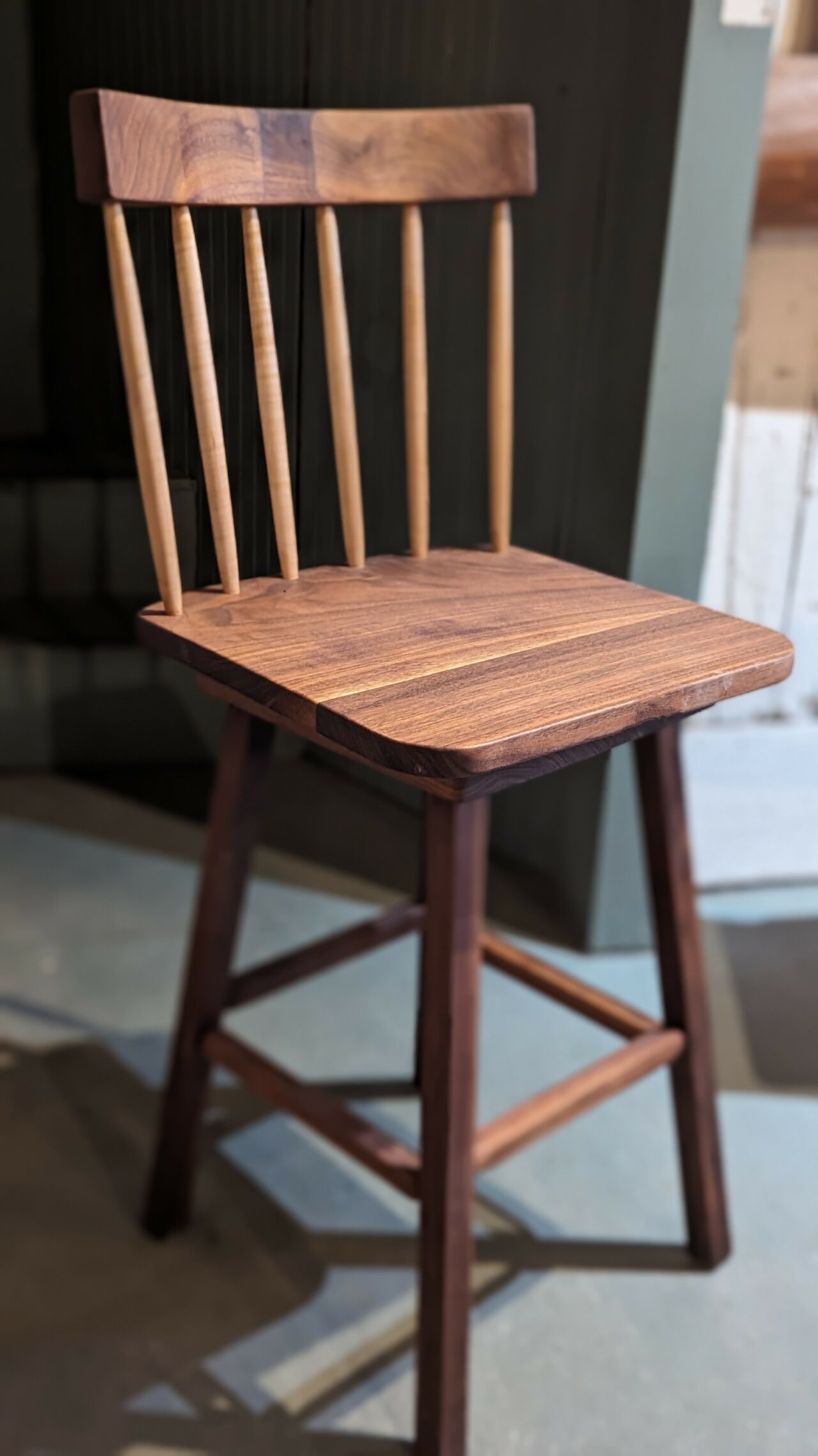Black Walnut & Curly Maple Swivel Counter Stool $875 # - Rockledge Farm ...